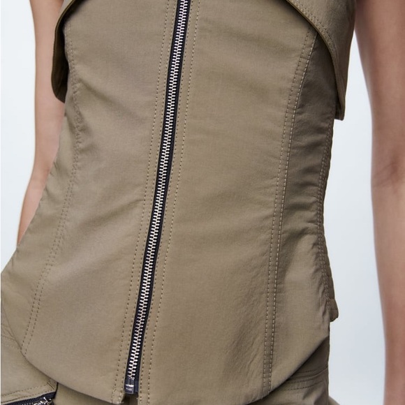 Zara | Tops | Viral Zara Topstitched Zipper Bustier | Poshmark